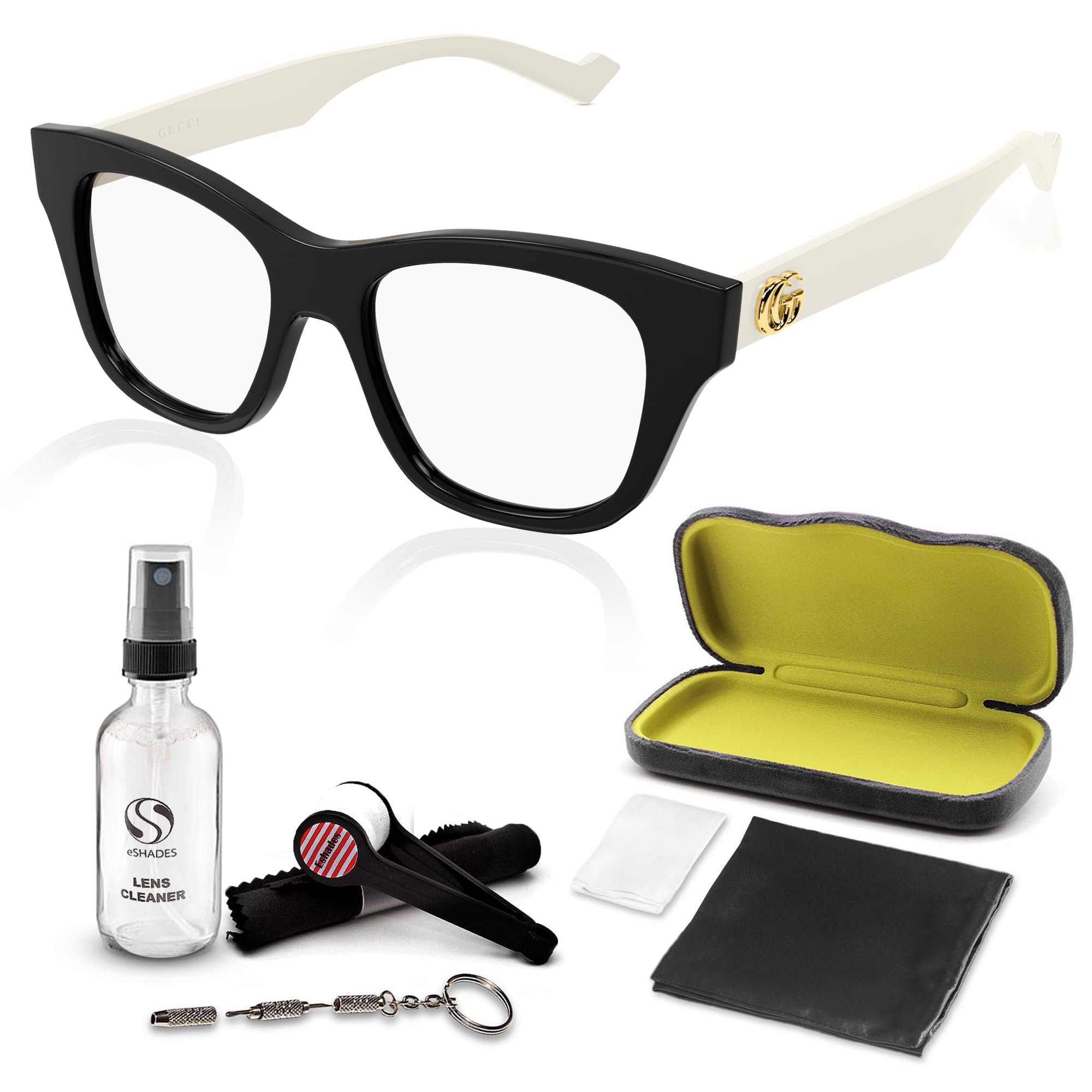 Gucci GG0999O Designer Fashion Eyeglasses Stylish Running Logo Cat Eye Frame Eyewear with Luxury eSHADES Kit - Embrace Sophistication and Elegance