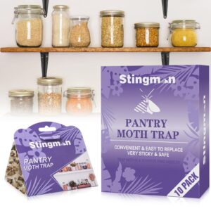 10 pack pantry moth traps, sticky glue trap for food and cupboard, moth repellent for closets, safe for child and pets