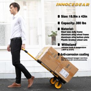 INNOCEDEAR Folding Hand Truck and Dolly,380 lb Capacity Portable Cart with Telescoping Handle and Rubber Wheels for Moving,Shopping,Travel,Office Use