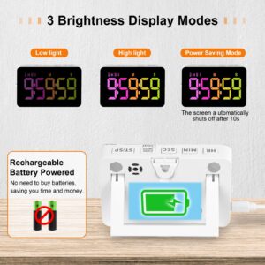 PERSUPER Kitchen Timer for Cooking, 10 RGB Color Changing Digital Magnetic Timer, Countdown/Up, Rechargeabilit, 3 Brightness Display, 3 Volume Levels and Vibration Mode, for Classroom, Study, Fitness