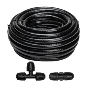 maotong 40 ft 1/2 inch drip irrigation tubing main line hose tube for garden irrigation system (includes 1/2" straight connector and 3-way connector)