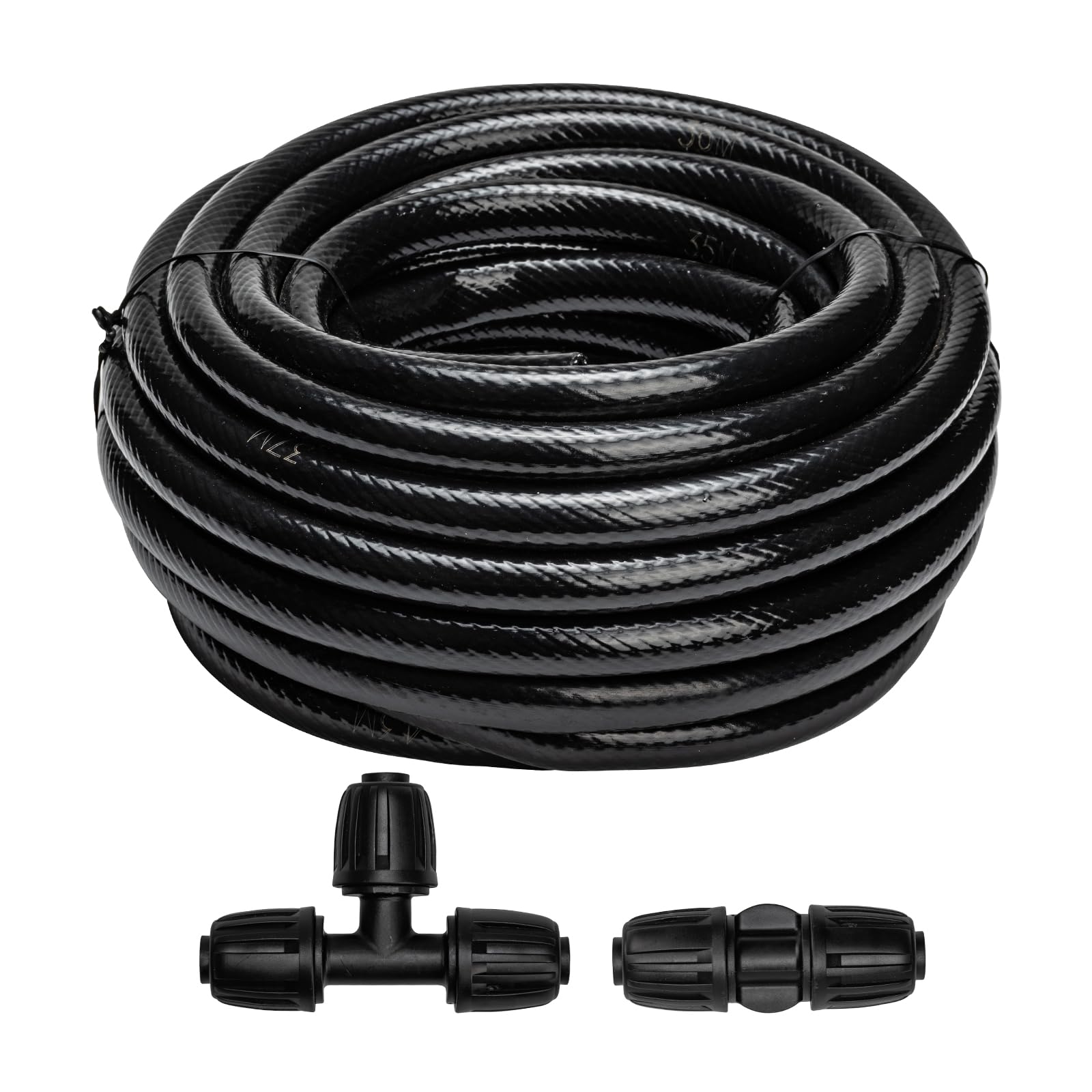 Maotong 40 FT 1/2 inch Drip Irrigation Tubing Main Line Hose Tube for Garden Irrigation System (Includes 1/2" Straight Connector and 3-Way Connector)