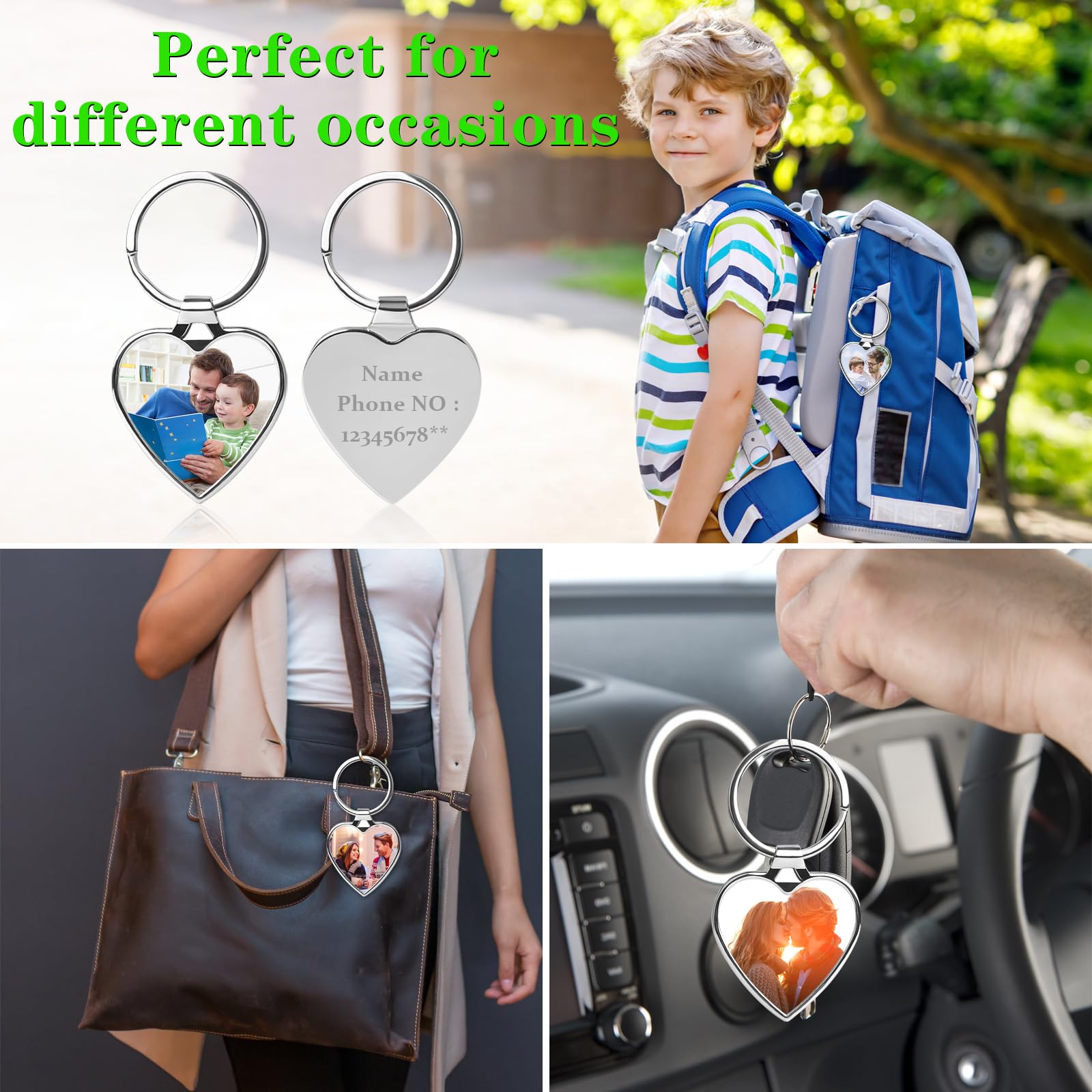 HYPERFOLD Double Side Custom Keychain with Picture Personalized Engraving Photo Text Customized Gifts for Men Boyfriend