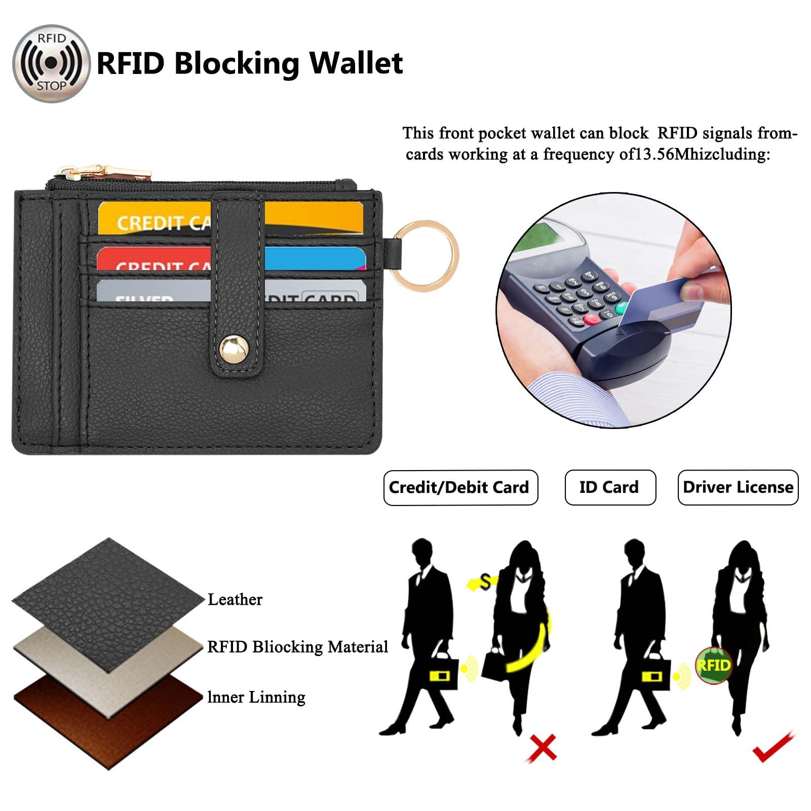 KNGITRYI Small Wallet for Women RFID Wallet for Women,Card Wallets for Women Slim,Credit Card Holder Wallet for Women (Simplicity, Black)