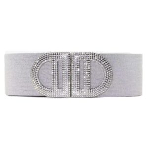 zyaltfdc women's silver elastic cinch belt, stretchy vintage waist band for dresses, one size 27''-35'' & 36''-45''