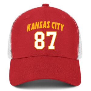 kansas red city hat gifts men women apparel travis mesh kelce number 87 embroidered cap youth adjustable snapback trucker hats