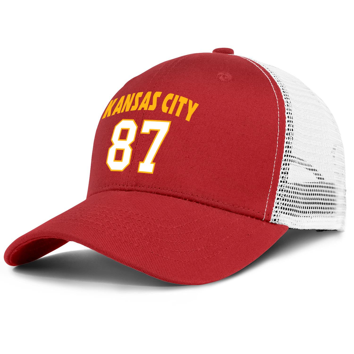 Kansas Red City Hat Gifts Men Women Apparel Travis Mesh Kelce Number 87 Embroidered Cap Youth Adjustable Snapback Trucker Hats