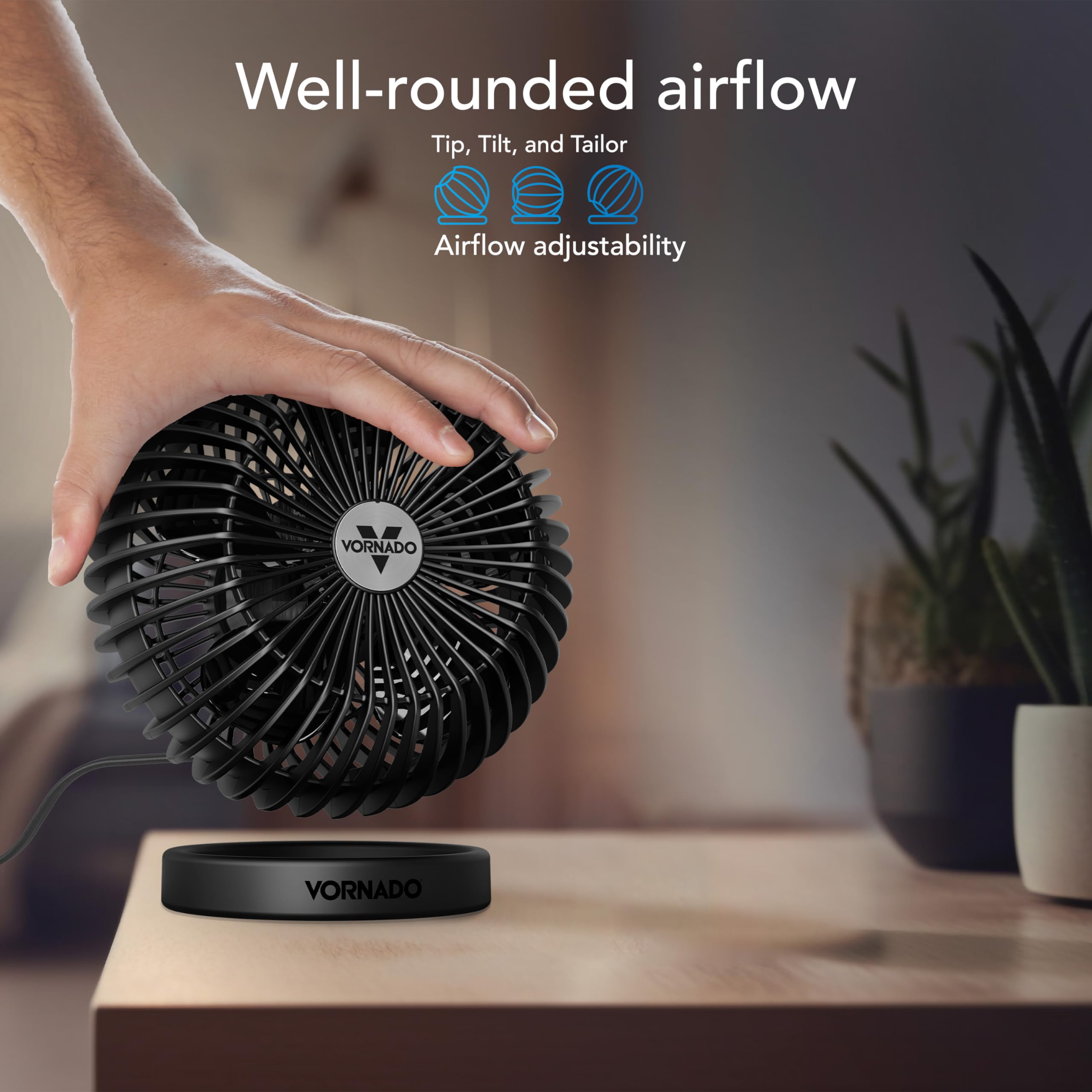 Vornado SPHERE Personal Fan, Small Desktop Globe Fan, Adjustable Fan with Electric Plug In, Quiet Fan for Bedside, Table Top, and Desk