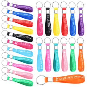 siifert 24 pcs inspirational keychains bulk silicone motivational key chains appreciation thank you gifts for teacher staff(multicolor, inspirational)