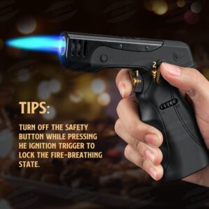 GIBOT Butane Torch Lighter Gun, Refillable Cooking Torch with Adjustable Flame & Safety Lock, Ergonomically Designed Gun lighter for Cooking Welding Kitchen Grill Industrial (Butane Gas Not Included)