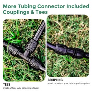 Maotong 40 FT 1/2 inch Drip Irrigation Tubing Main Line Hose Tube for Garden Irrigation System (Includes 1/2" Straight Connector and 3-Way Connector)