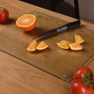 Phore Tempered Glass Cutting Board for Kitchen, Dishwasher Safe, Clear Cutting Board for Countertop, Scratch Resistant, Heat Resistant, Shatter Resistant(16"x12", Clear)