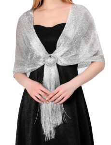 zenuta shawls and wraps for evening dresses, womens shawls and wraps, dressy shawls and wraps for evening wear (a. silver (with silver buckle))