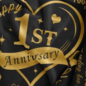 Amonee-YL 1 Year Wedding Anniversary Blanket 50"X60", 1 Year Anniversary Romantic Gifts for Him/Her, 1st Anniversary Wedding Gifts for Husband/Wife, Wedding Gifts for Couples One Year Anniversary