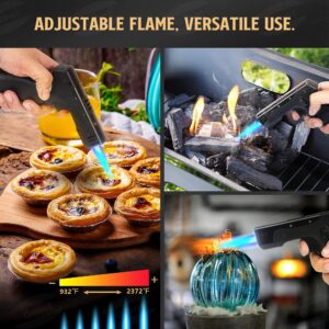 GIBOT Butane Torch Lighter Gun, Refillable Cooking Torch with Adjustable Flame & Safety Lock, Ergonomically Designed Gun lighter for Cooking Welding Kitchen Grill Industrial (Butane Gas Not Included)