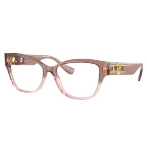 versace iconic ve 3347 5435 transparent pink plastic cat-eye eyeglasses 52mm