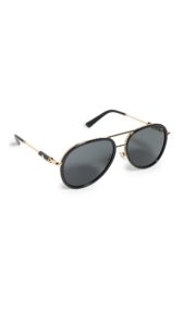 versace women's classic aviator sunglasses, black, one size