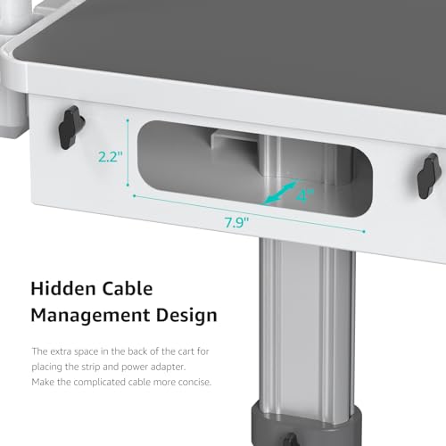 BEWISER Medical Cart Mobile Trolley Cart Height Adjustable Easy Installation Pallet Cart with Oral Scanner Holder Laptop Workstation（MTO-3）