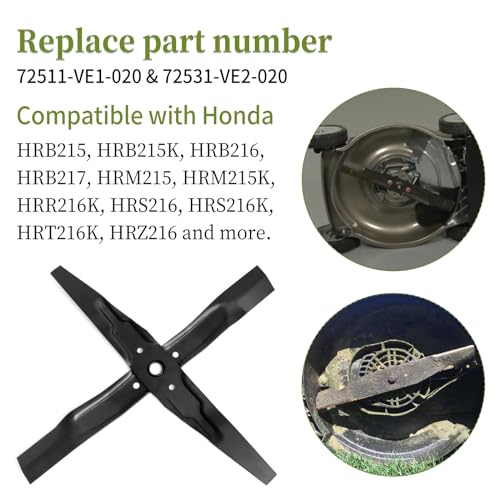 Replacement 72511-VE1-020 & 72531-VE2-020 21" Blade Kit Compatible With Hon da HRB215 HRB216 HRB217 HRM215 HRR216 HRS216 HRT216 Lawn Mower, Mower Blade Set Replace 72511-VE1-010 72531-VE2-010 (2 pack)