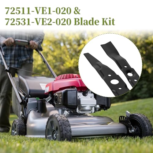 Replacement 72511-VE1-020 & 72531-VE2-020 21" Blade Kit Compatible With Hon da HRB215 HRB216 HRB217 HRM215 HRR216 HRS216 HRT216 Lawn Mower, Mower Blade Set Replace 72511-VE1-010 72531-VE2-010 (2 pack)