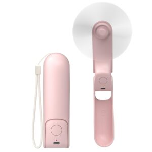 koonie portable handheld fan, foldable mini hand held fan for travel, small pocket fan for women, battery operated fan with 8 working hours for indoor outdoor pink