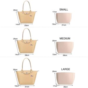 SMART DK Purse Organizer Insert for Longchamp Le Pliage Handbag Insert (beige, L/11 * 6.69 * 9.84in)