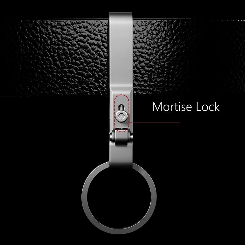 Mortise Lock Design Titanium Key Belt Clip Keychain Clip Belt Loop Key Chain Holder Key Hook for Pants Purse Belt Key Clasp With One Ti ring (Patented)