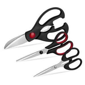 kitchen shears set - qtoikce kitchen scissors 3 pack all purpose poultry shears,stainless steel sharp utility cooking scissors for home