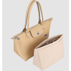 SMART DK Purse Organizer Insert for Longchamp Le Pliage Handbag Insert (beige, L/11 * 6.69 * 9.84in)