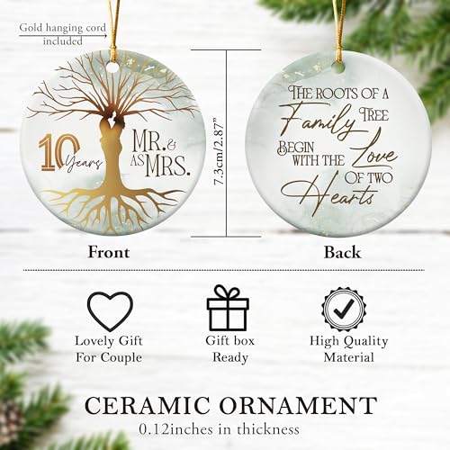 Amostore 10 Years Anniversary Mr and Mrs Gifts for Couple, 10th Wedding Anniversay Present for Parents, Husband, Wife, her, him, Friend, 10th Wedding Anniversary Ornament Gift