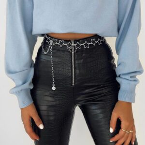 Women's Metal Chain Waist Belt Dress Star Chain Belt Sweater Chain (silvery)