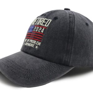 Retirement Gifts for Men Women, Retired 2024 Not My Problem Anymore with American Flag Hat, Happy Retirement Party Decorations Baseball Cap, Birthday Gift for Veterans Dad Mom Grandpa Grandma Friend