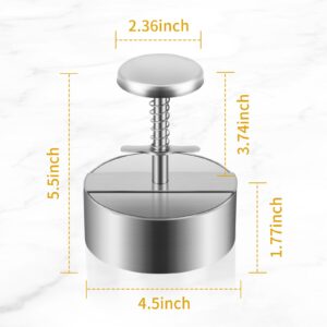 Diveken Burger Press, Stainless Steel Hamburger Patty Maker, 4.5 inch Adjustable Burger Patty Maker, Patty Making Mold for Meat, Vegetables, Beef, BBQ Barbecue Homemade Hamburger