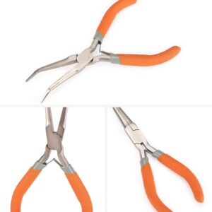 SIDAZON Fish Bone Pliers/Tweezers 6 Inches Bent nose pliers Curved Stainless Steel With Non-Slip Grip