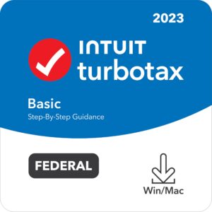 turbotax basic 2023 tax software, federal tax return [pc/mac download]