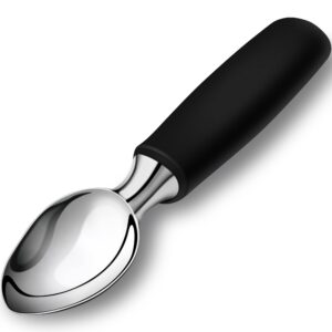 urbanstrive ice cream scoop stainless steel, ice cream scooper professional large ice cream scoops with non-slip rubber handle, ice cream spade for cookie dough, gelato, sorbet, melon, black