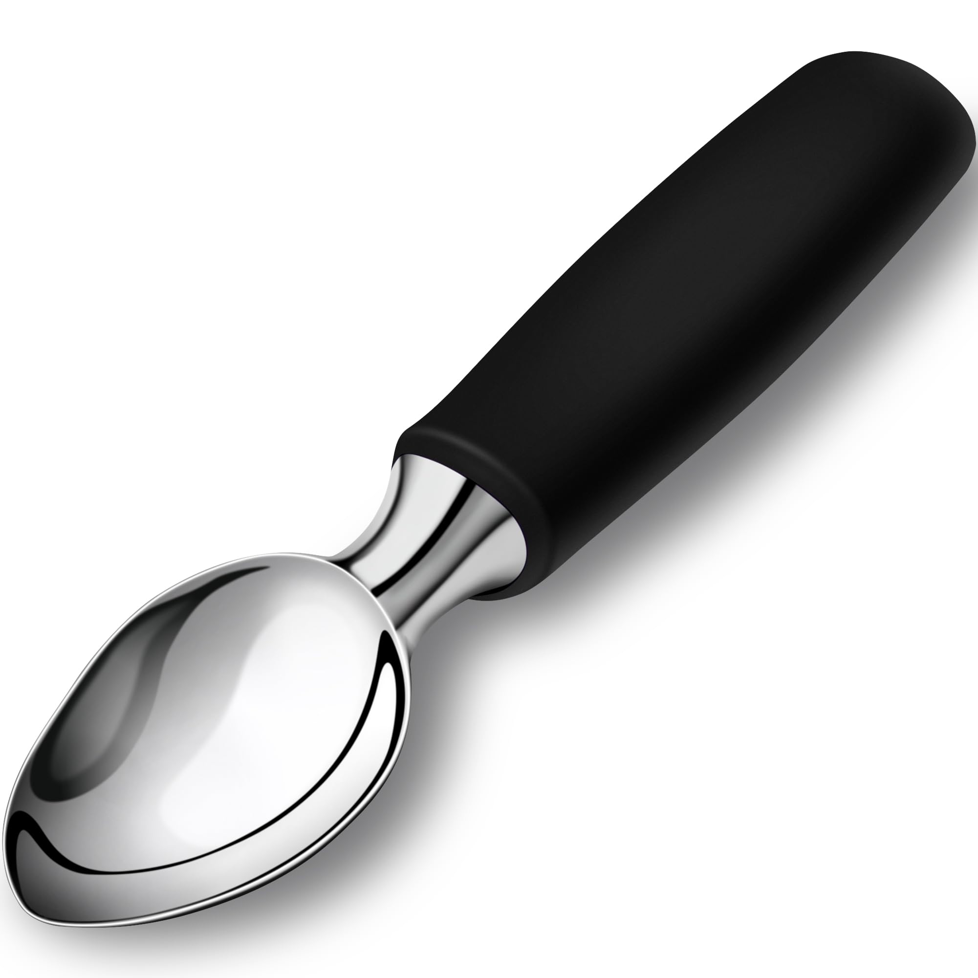 Urbanstrive Ice Cream Scoop Stainless Steel, Ice Cream Scooper Professional Large Ice Cream Scoops With Non-Slip Rubber Handle, Ice Cream Spade for Cookie Dough, Gelato, Sorbet, Melon, Black