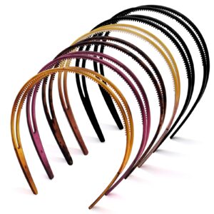 forenee plastic headbands - 6 pack double row teeth comb headbands - non-slip headband with teeth hair -accessories for women girls - 5 colors