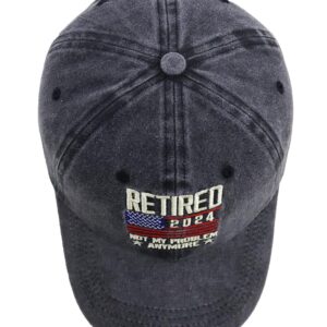 Retirement Gifts for Men Women, Retired 2024 Not My Problem Anymore with American Flag Hat, Happy Retirement Party Decorations Baseball Cap, Birthday Gift for Veterans Dad Mom Grandpa Grandma Friend