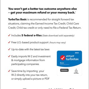 TurboTax Basic 2023 Tax Software, Federal Tax Return [PC/Mac Download]