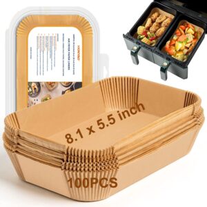 honyao air fryer paper liners for ninja airfryer, 8.1x5.5 inch rectangle disposable parchment papel for foodi dual zone dz201/dz401/dz550/dz090/dz100/sl401, food grade accessories bpa free