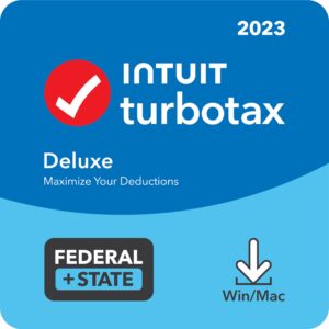 turbotax deluxe 2023 tax software, federal & state tax return [amazon exclusive] [pc/mac download]