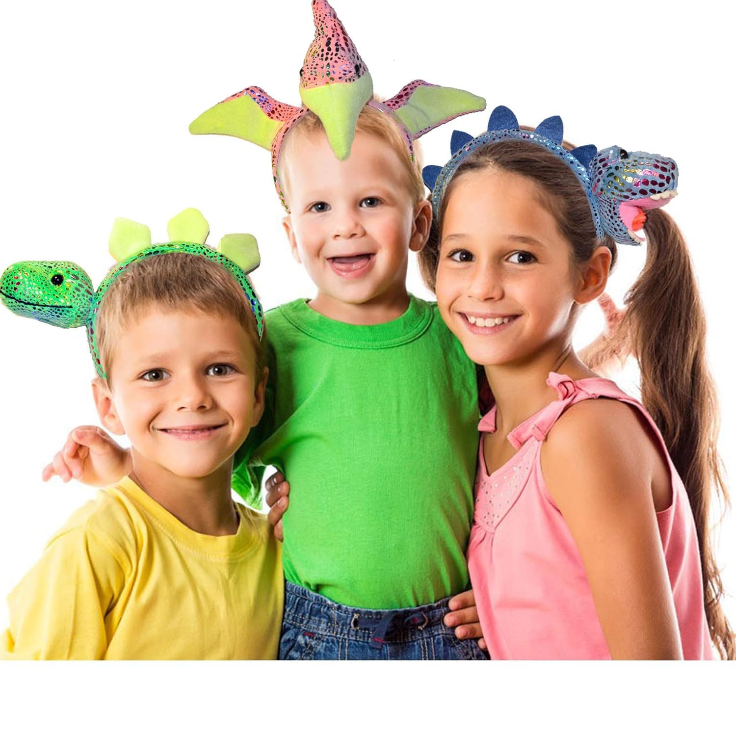 FR.Tooc Cute HeadbandHair Dinosaur Hair Hoop Plush Party Headpiece Hair Hoop Hair Band Party Cosplay Costume Props 4PCS 3D Cartoon Hair Decoration