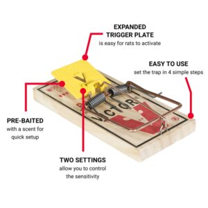 J&L Supply Victor M205 Snap Pack of 4 - Large Rat Traps - Original Wooden Victor Snaps, World's No.1, Trusted for Over 115 Years, Quick & Effective Results