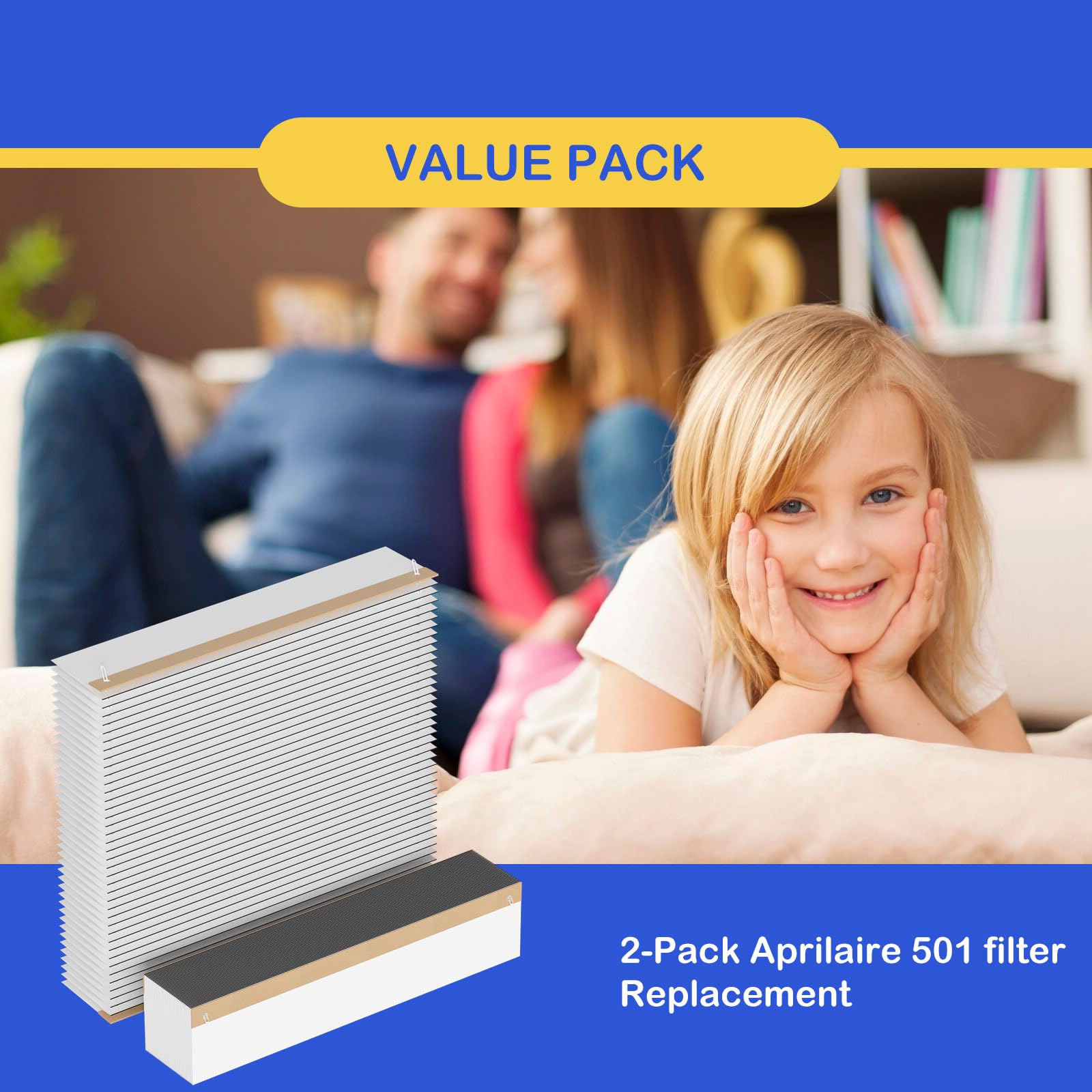 501 Furnace Filter Replacement Compatible with AprilAire 5000 Whole-House Air Cleaner Purifier, 16 x 25 x 6 MERV 15, 2 Pack