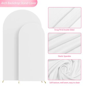 Wokceer Wedding Arch Cover 7.2FT, 6FT Spandex Fitted Wedding Arch Stand Covers 2 Set Round Top Chiara Arch Backdrop Stands Cover for Birthday Party Ceremony Banquet Decoration White