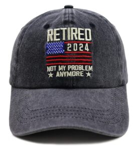 retirement gifts for men women, retired 2024 not my problem anymore with american flag hat, happy retirement party decorations baseball cap, birthday gift for veterans dad mom grandpa grandma friend