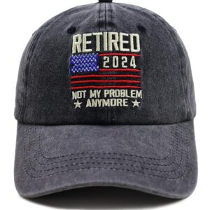 Retirement Gifts for Men Women, Retired 2024 Not My Problem Anymore with American Flag Hat, Happy Retirement Party Decorations Baseball Cap, Birthday Gift for Veterans Dad Mom Grandpa Grandma Friend