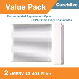 2400 Replacement Filter 401 MERV 13 Compatible with AprilAire 2400, Space-Gard 2400 Whole-House Air Cleaner Purifiers - 16x25x6 MERV 13 Air Filter, Pack of 2