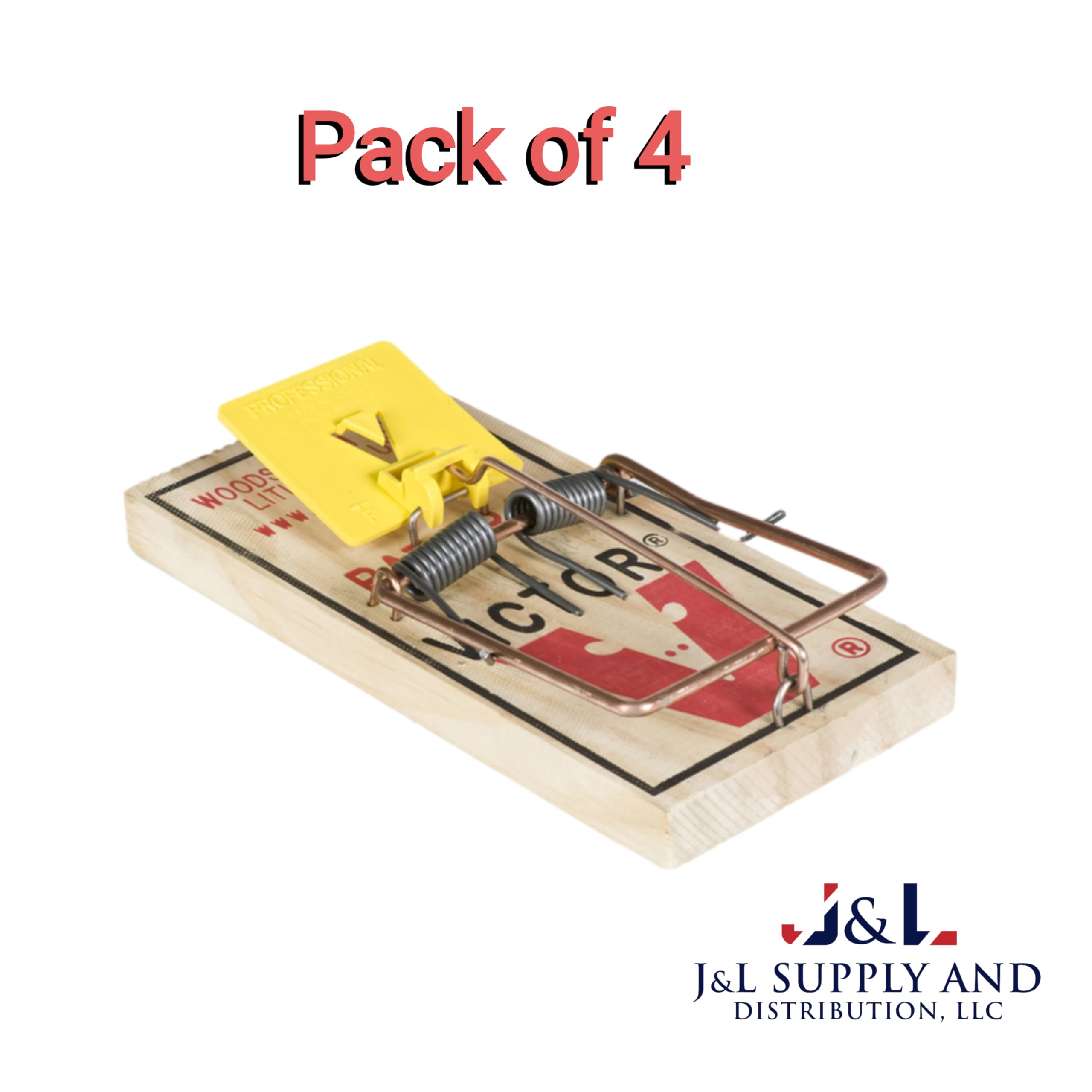 J&L Supply Victor M205 Snap Pack of 4 - Large Rat Traps - Original Wooden Victor Snaps, World's No.1, Trusted for Over 115 Years, Quick & Effective Results